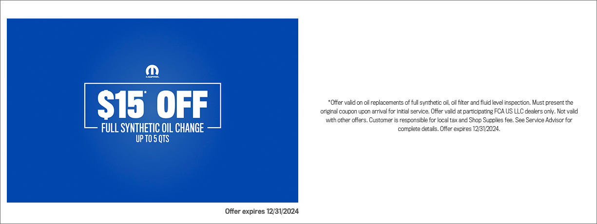 Oil Services & Exclusive Offers | Mopar® Certified Service